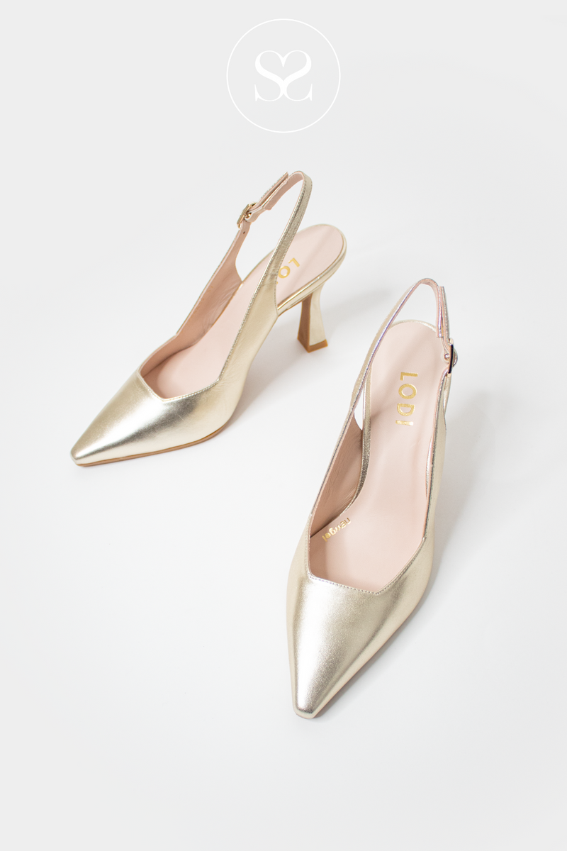 LODI MODERN GOLD LEATHER HIGH HEEL SLINGBACK | LODI SHOES IRELAND